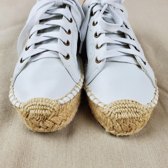 Soludos | Shoes | Soludos White Leather Lace Up Espadrille Sneakers ...